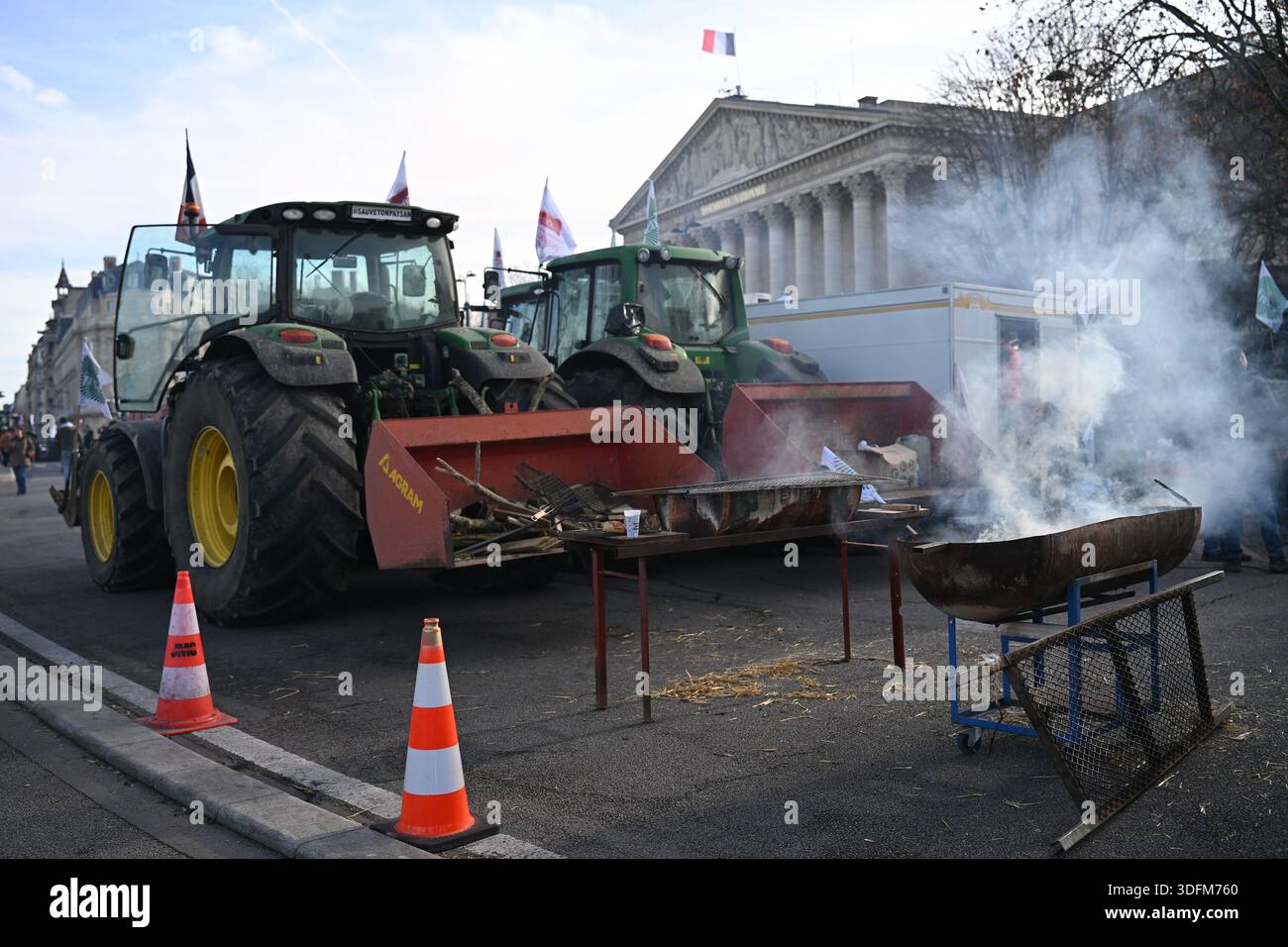 Demonstration by farmers in Paris who gathered in front of the National ...