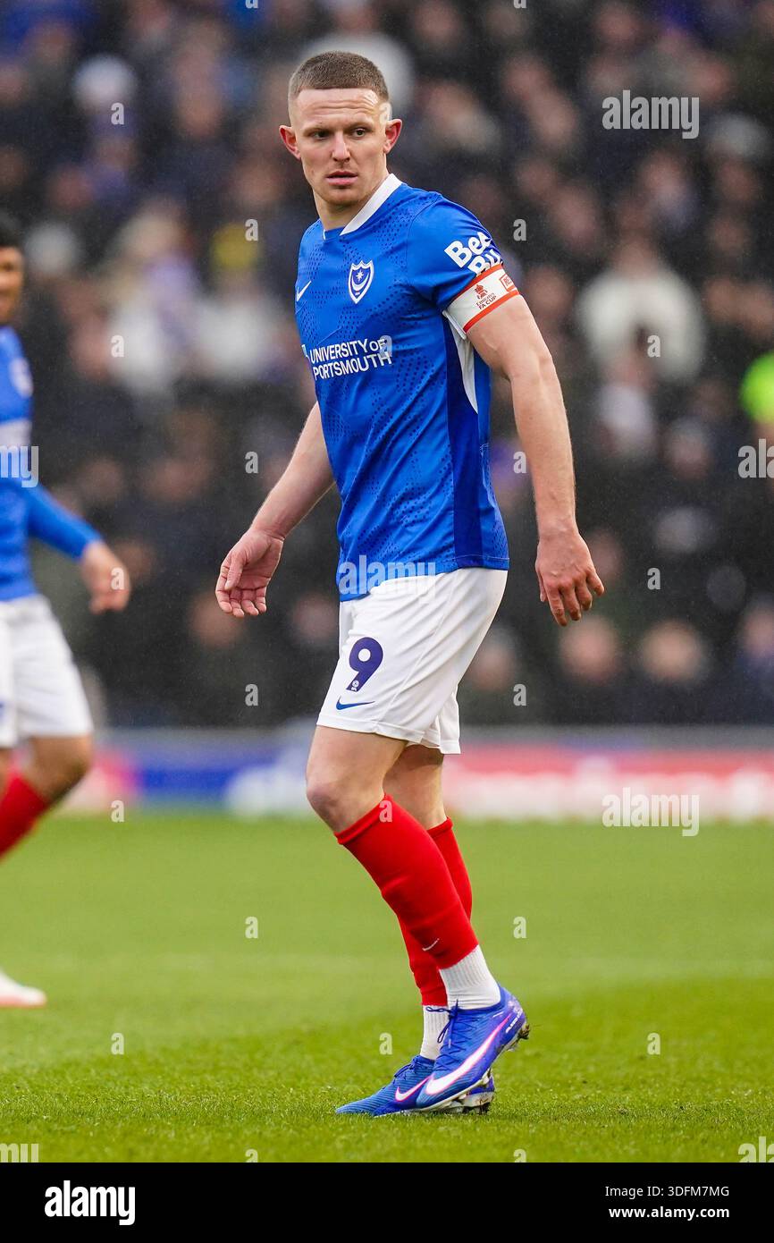 Portsmouth forward Colby Bishop (9) during the Portsmouth v Arsenal ...