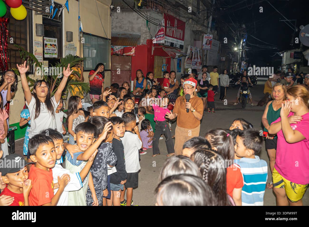 Christmas street in Cebu city, in the Philippines. Such gatherings are ...