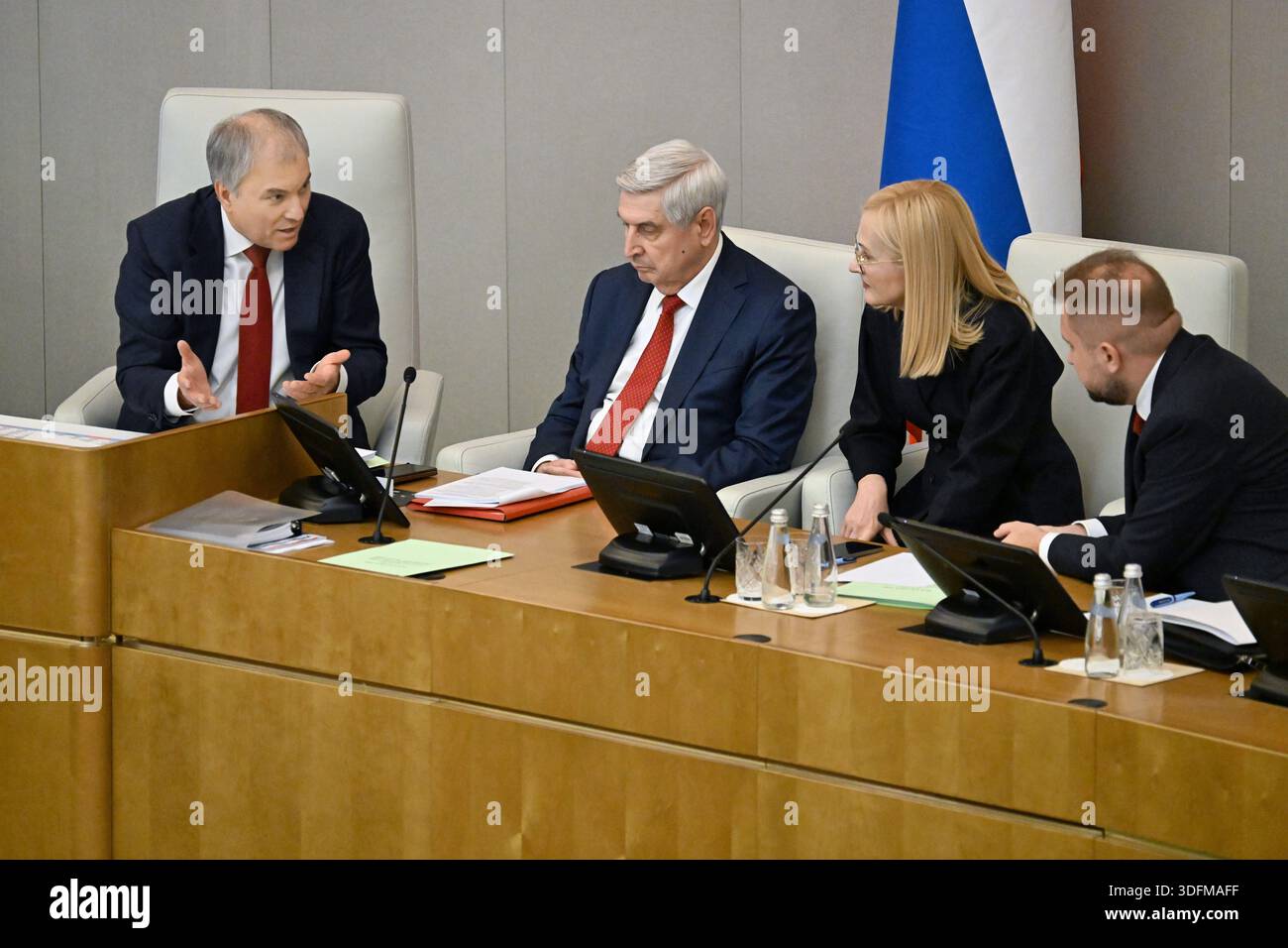From left to right: State Duma Speaker Vyacheslav Volodin, First Deputy ...