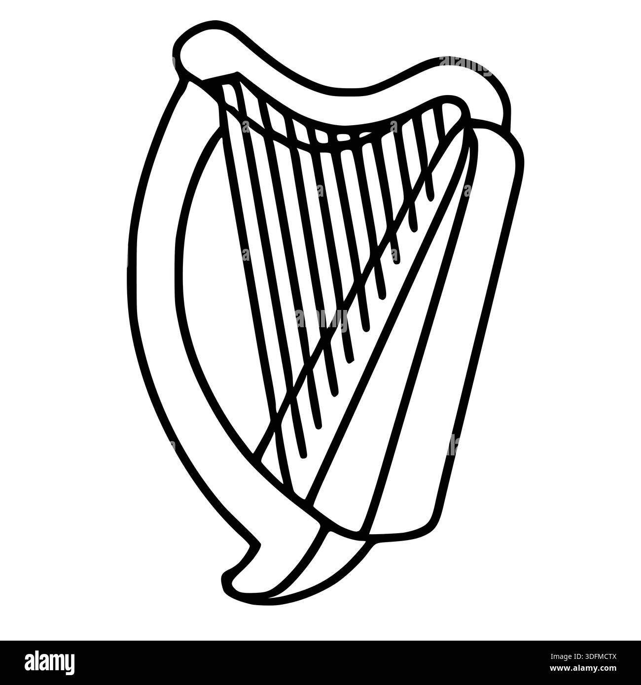 Isolated vector illustration of a traditional Irish harp, a symbol of ...