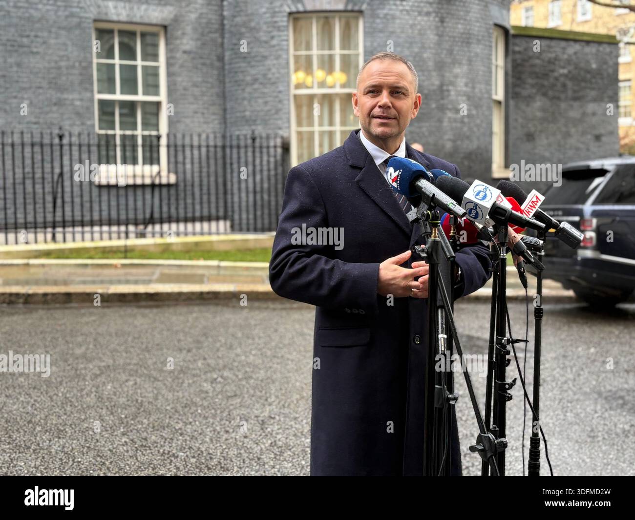 London, UK. 13 January 2026. Polish President Karol Nawrocki gives a ...