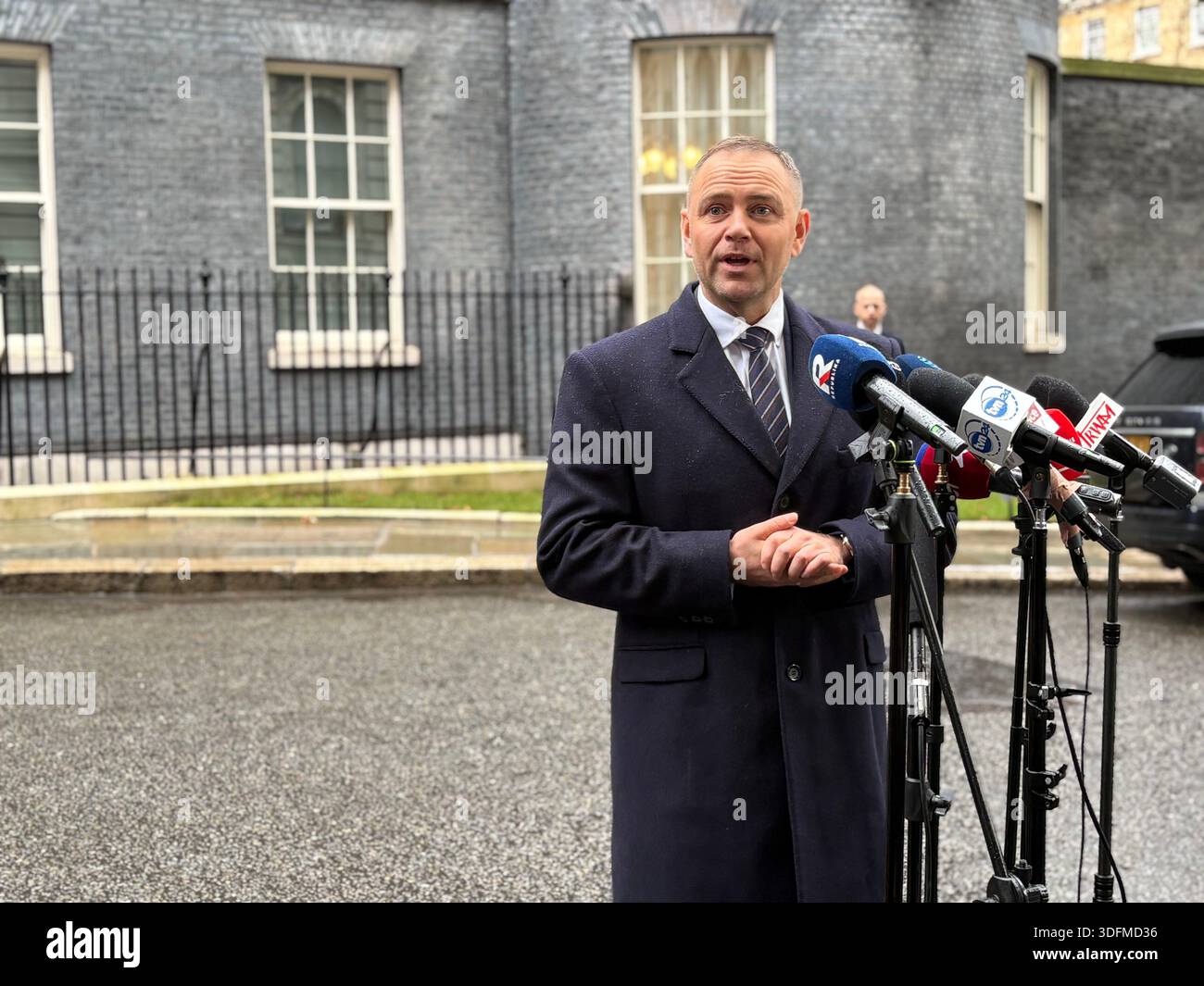 London, UK. 13 January 2026. Polish President Karol Nawrocki gives a ...