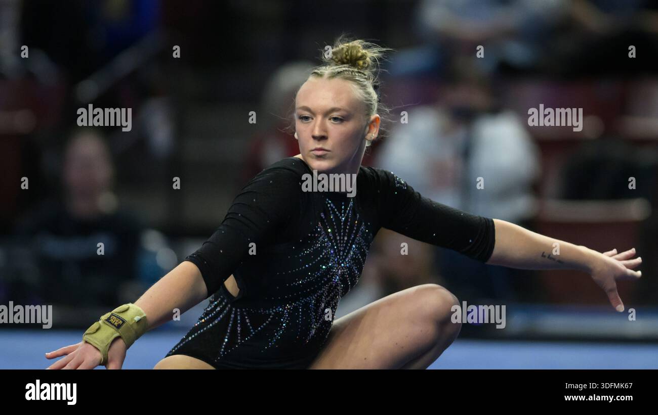 Michigan State gymnast Cady Duplissis performs a routine on the floor ...
