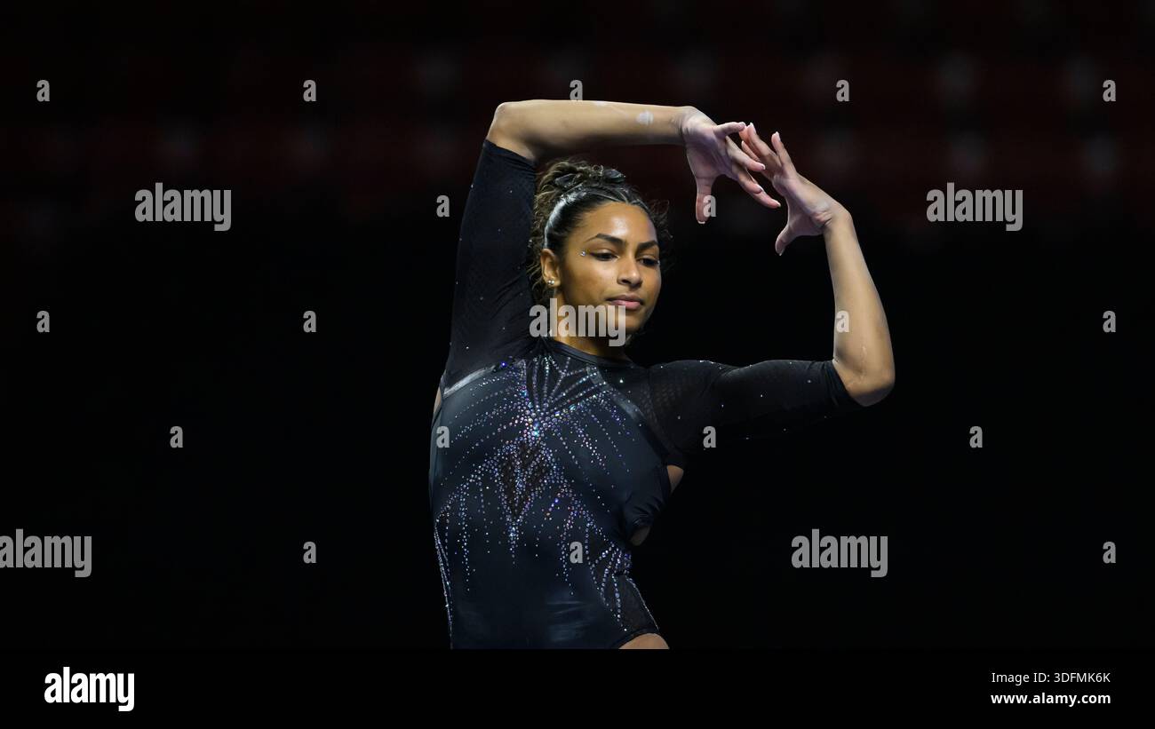 Michigan State gymnast MaKayla Tucker performs a routine on the beam ...
