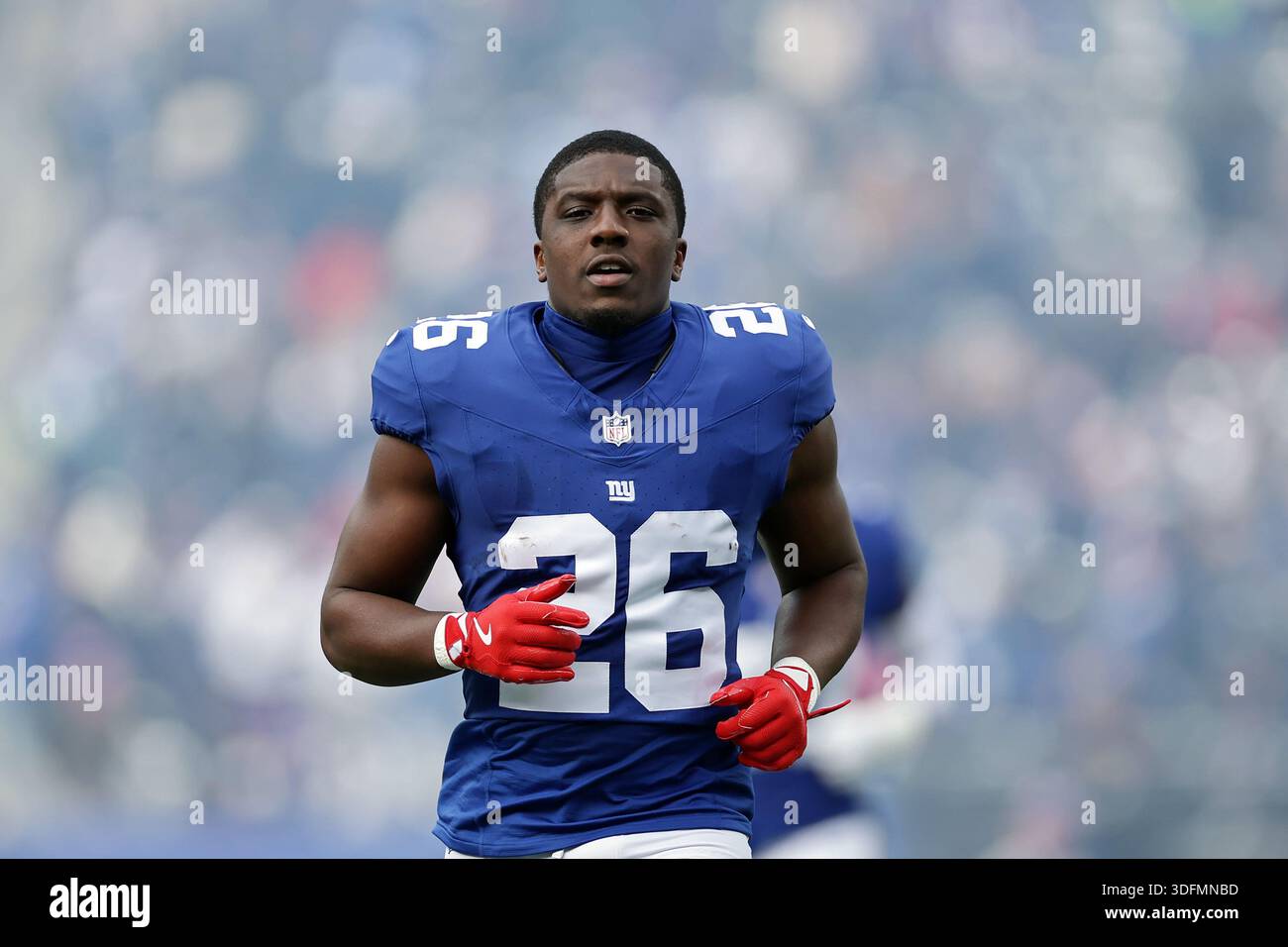 New York Giants running back Devin Singletary (26) before an NFL ...