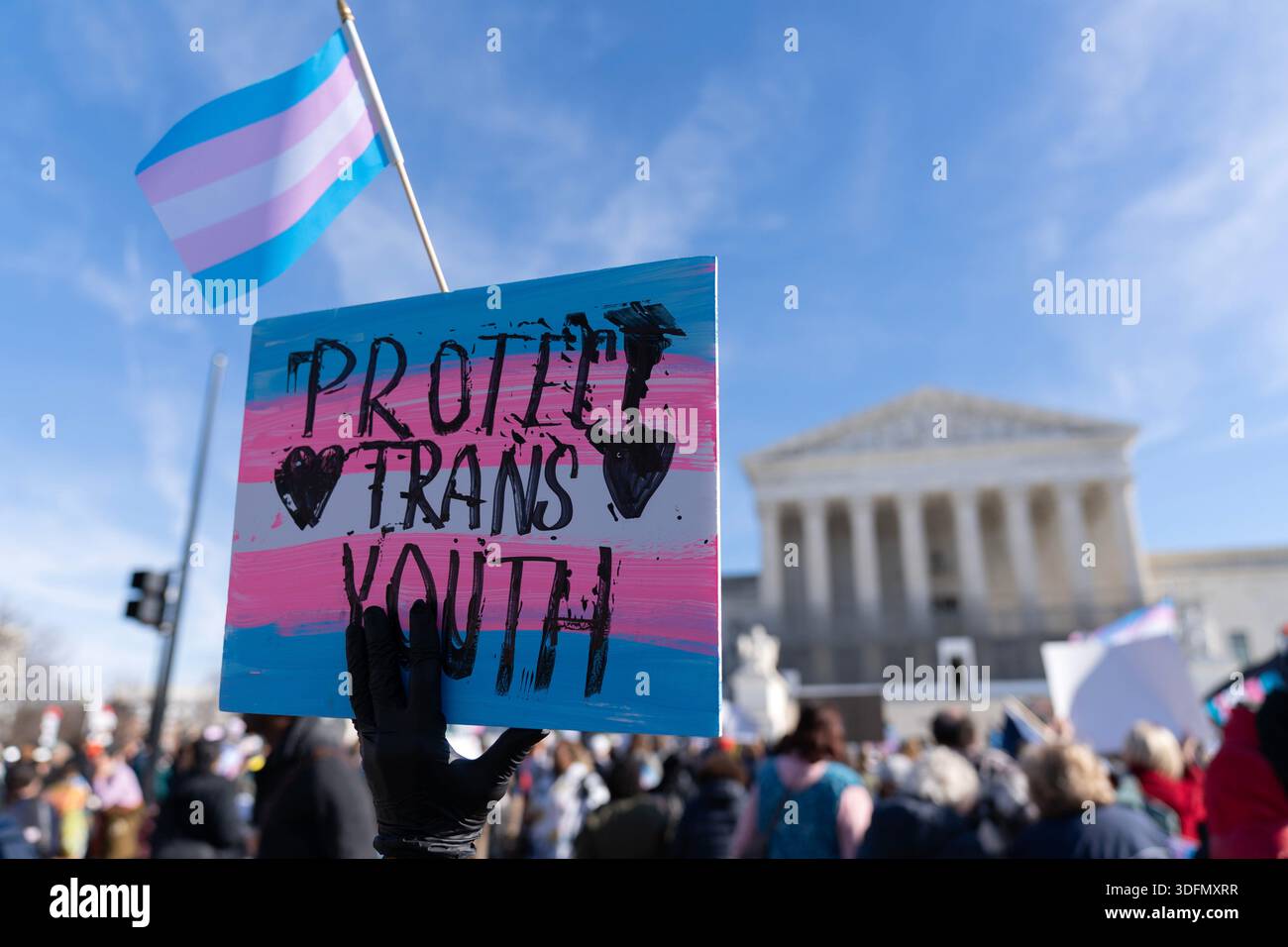 Protesters gather outside the Supreme Court as it hears arguments over ...