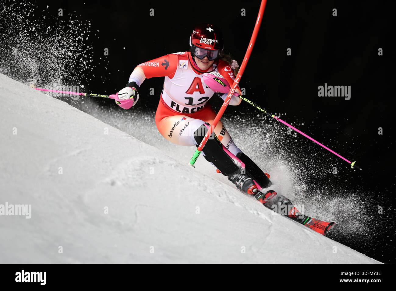Switzerland's Melanie Meillard speeds down the course during an alpine ...