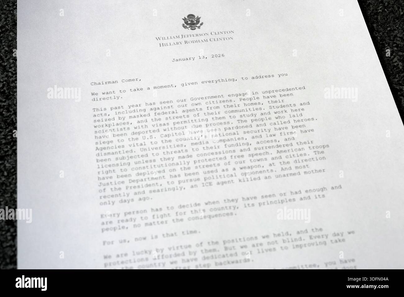 Copy of a letter from former President Bill Clinton and former ...