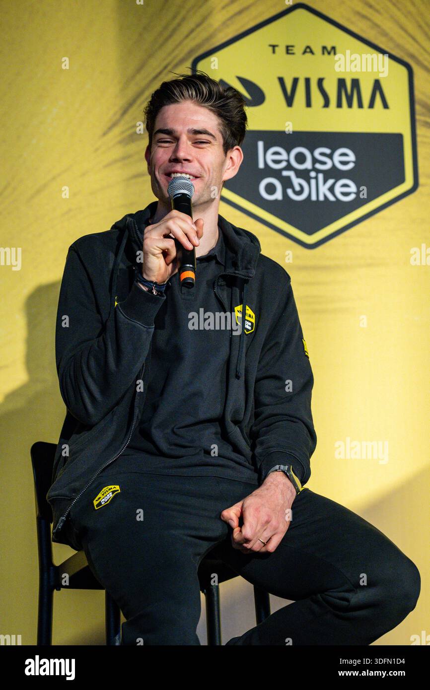 Belgian Wout van Aert pictured during the team presentation of the Team Visma-Lease a Bike ...