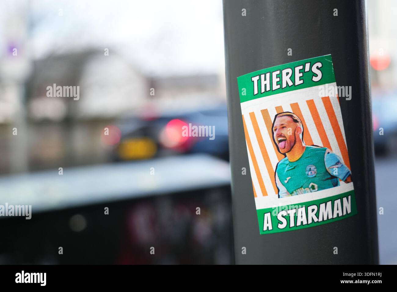 A Hibernian FC sticker during the Scottish Premier League match, date ...