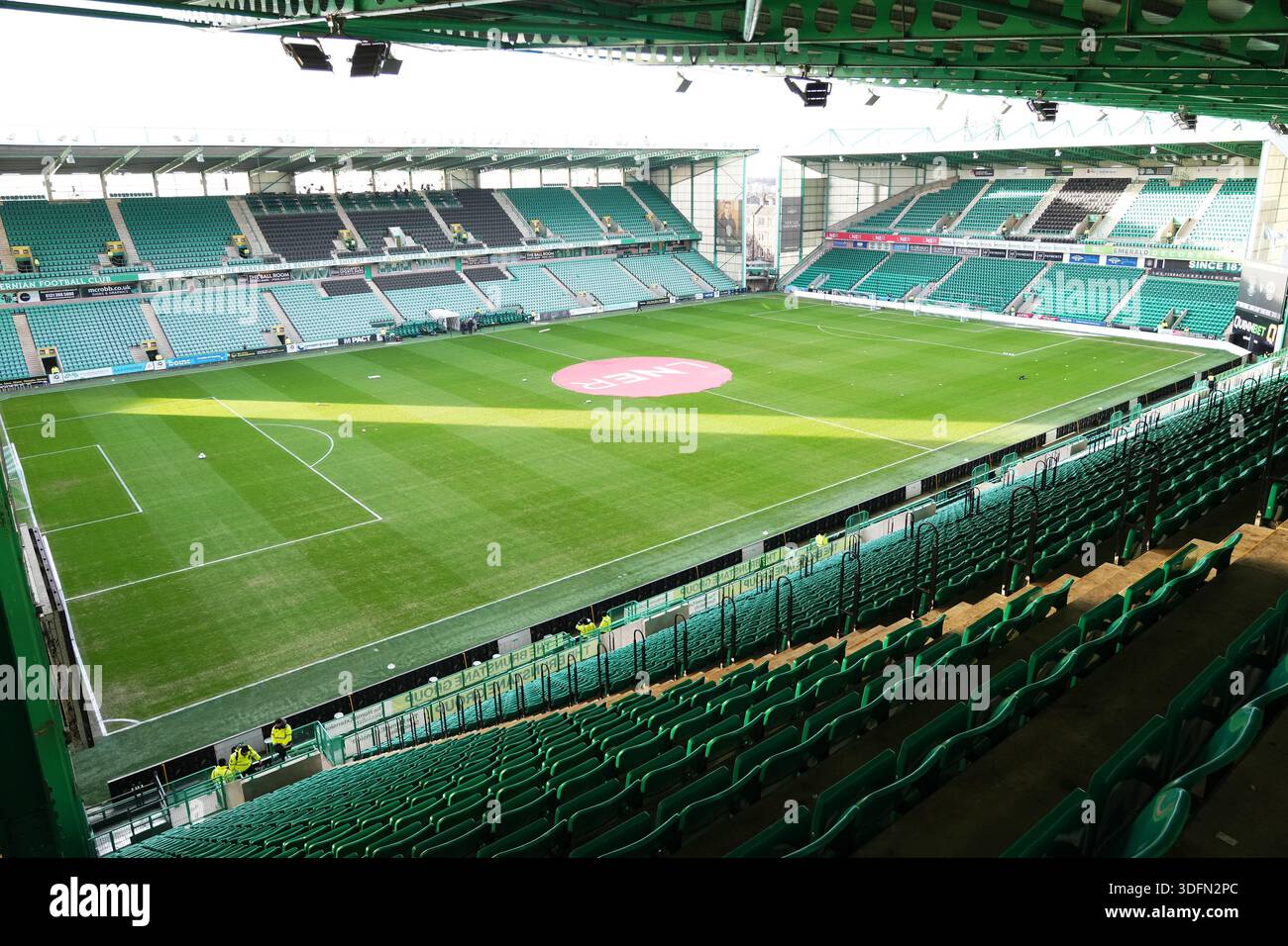 View of the Hibernian FC shield at Easter Road Stadium during the ...