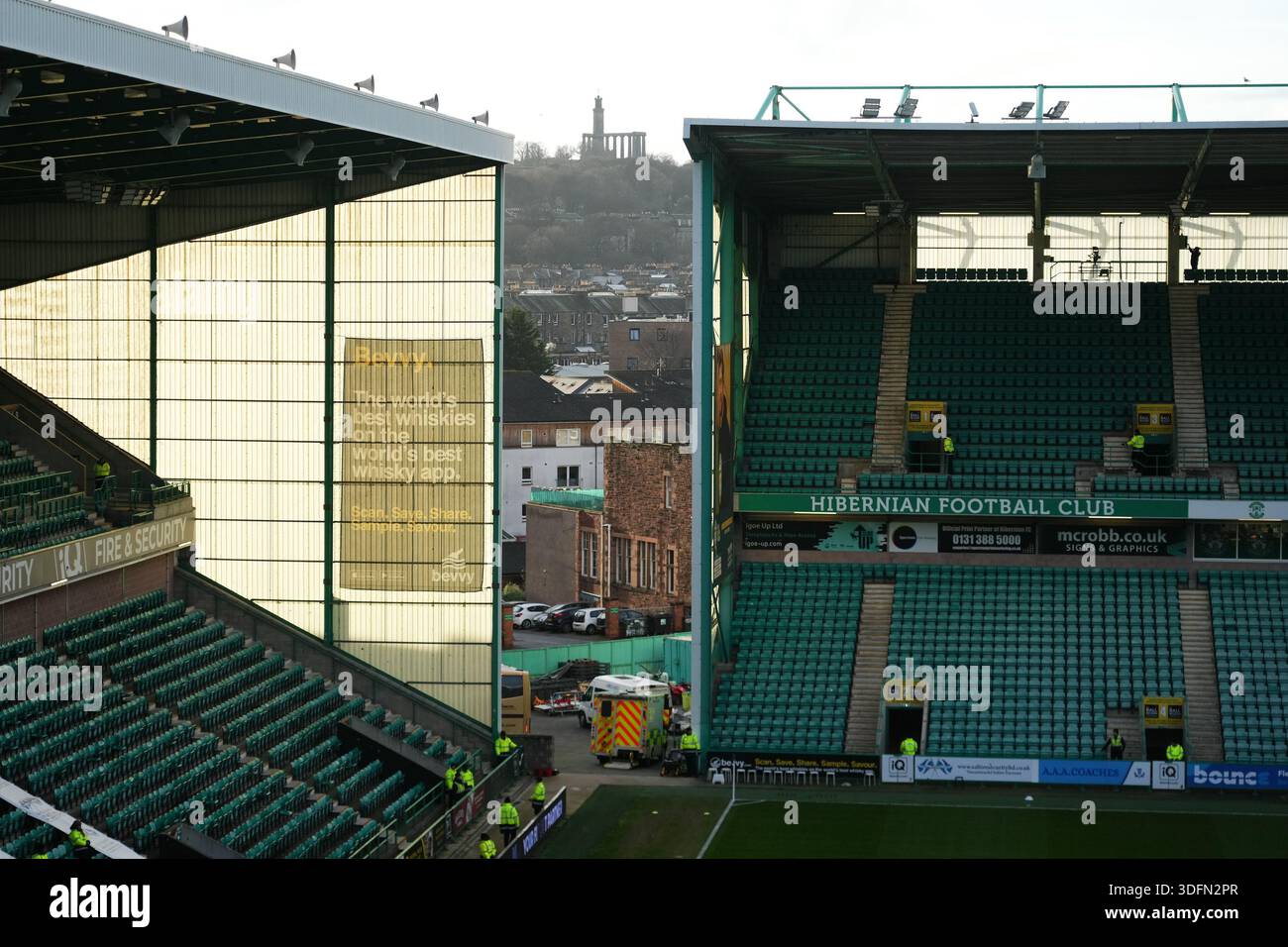 View of the Hibernian FC shield at Easter Road Stadium during the ...
