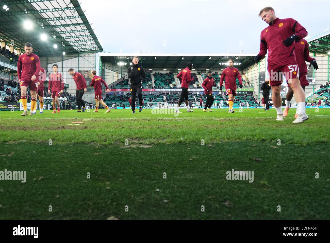 Motherwell FC players warm-up during the Scottish Premier League match ...