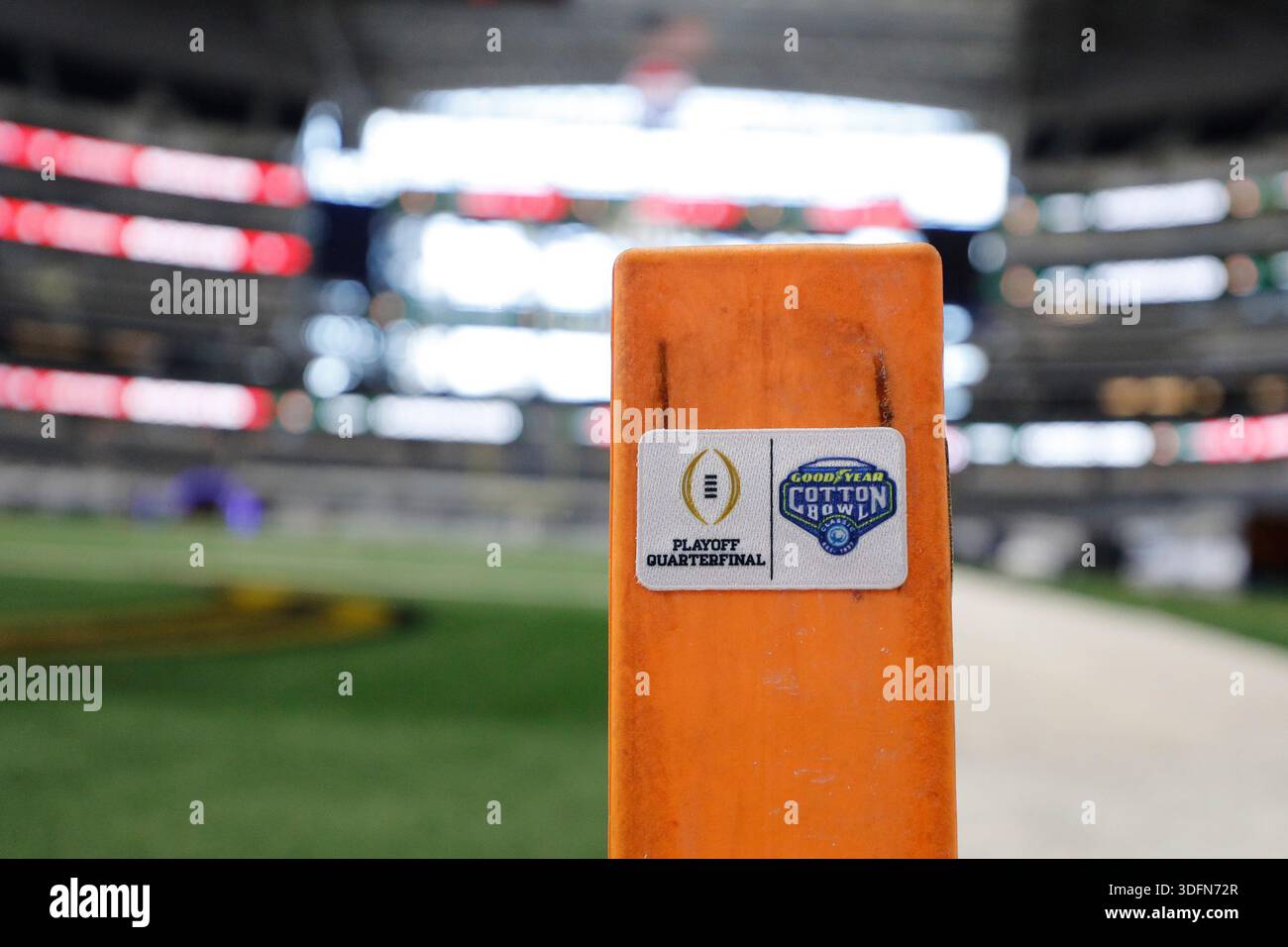 End zone pylon camera is installed before the Cotton Bowl College ...