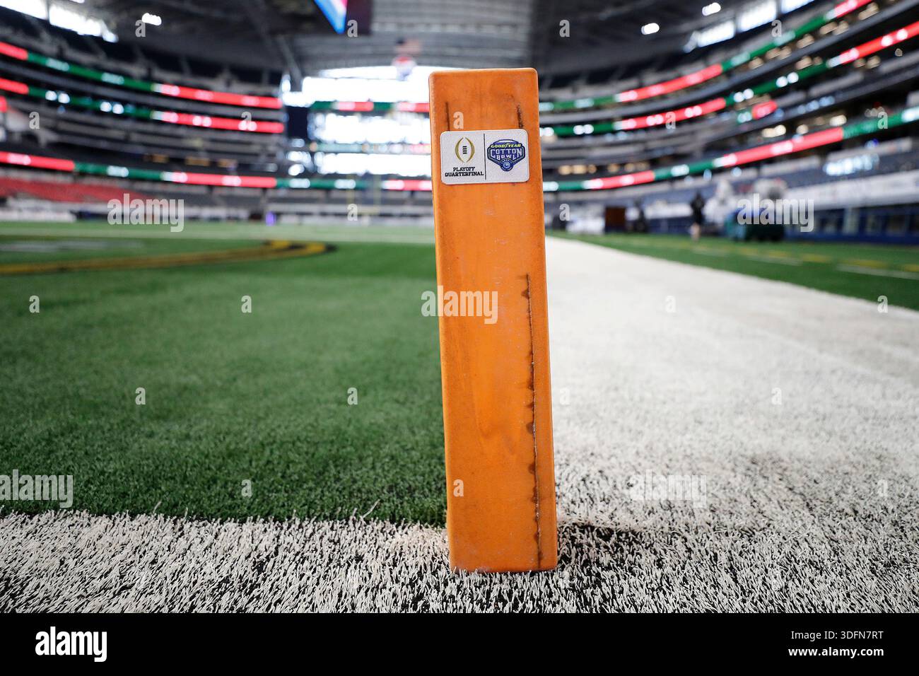 End zone pylon camera is installed before the Cotton Bowl College ...