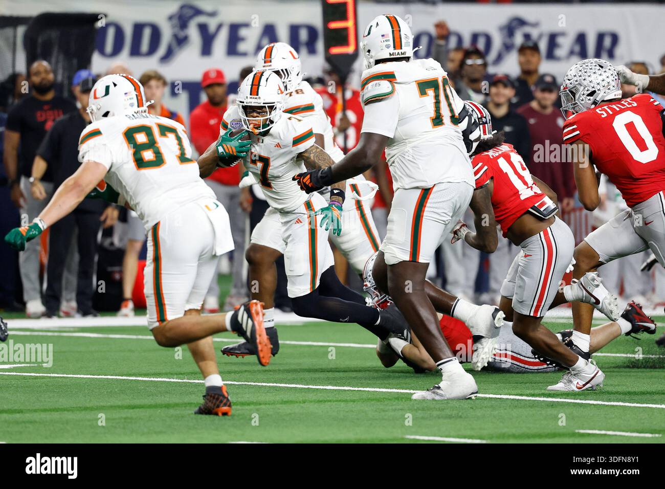 Miami receiver C.J. Daniels (7) runs during the Cotton Bowl College ...