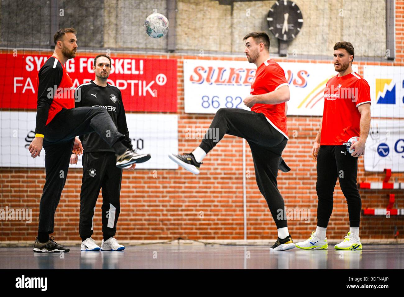 13 January 2026, Denmark, Silkeborg: The national team players at their ...