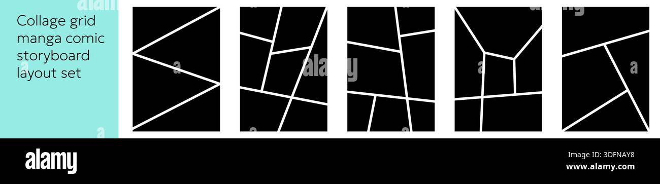 Comic book storyboard template with a grid of empty manga panels and ...