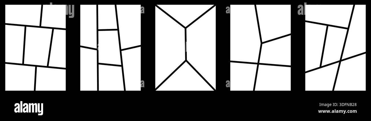 Abstract comic book composition with layered manga panels and square ...