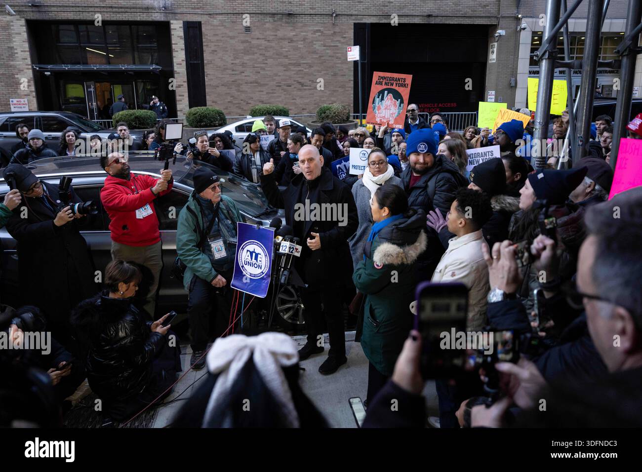Harvey Epstein, New York City Council member, speaks during a news ...