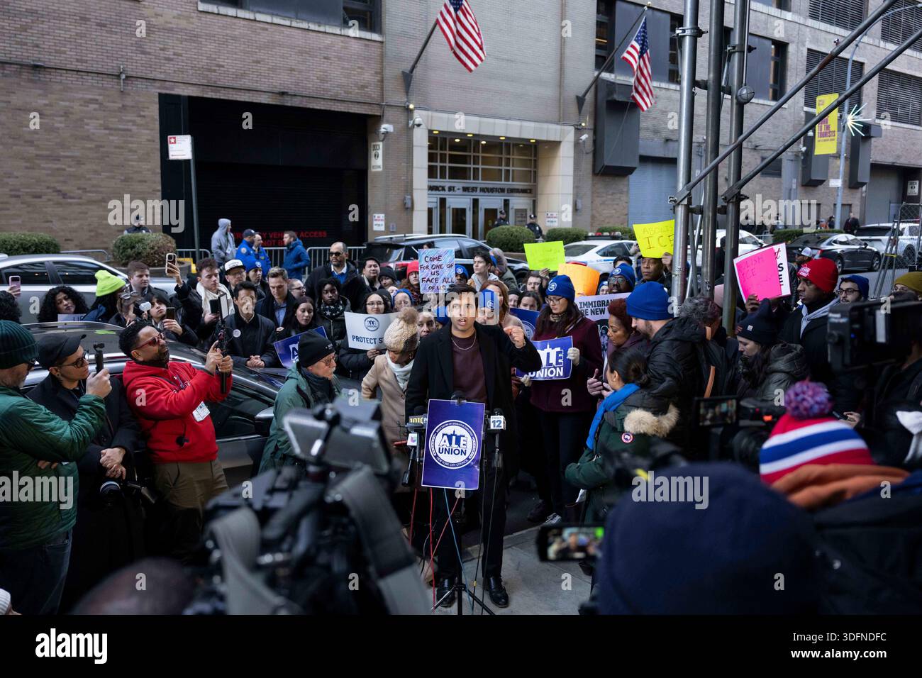 Carlos Calzadilla, President of Brooklyn Young Democrats, speaks during ...