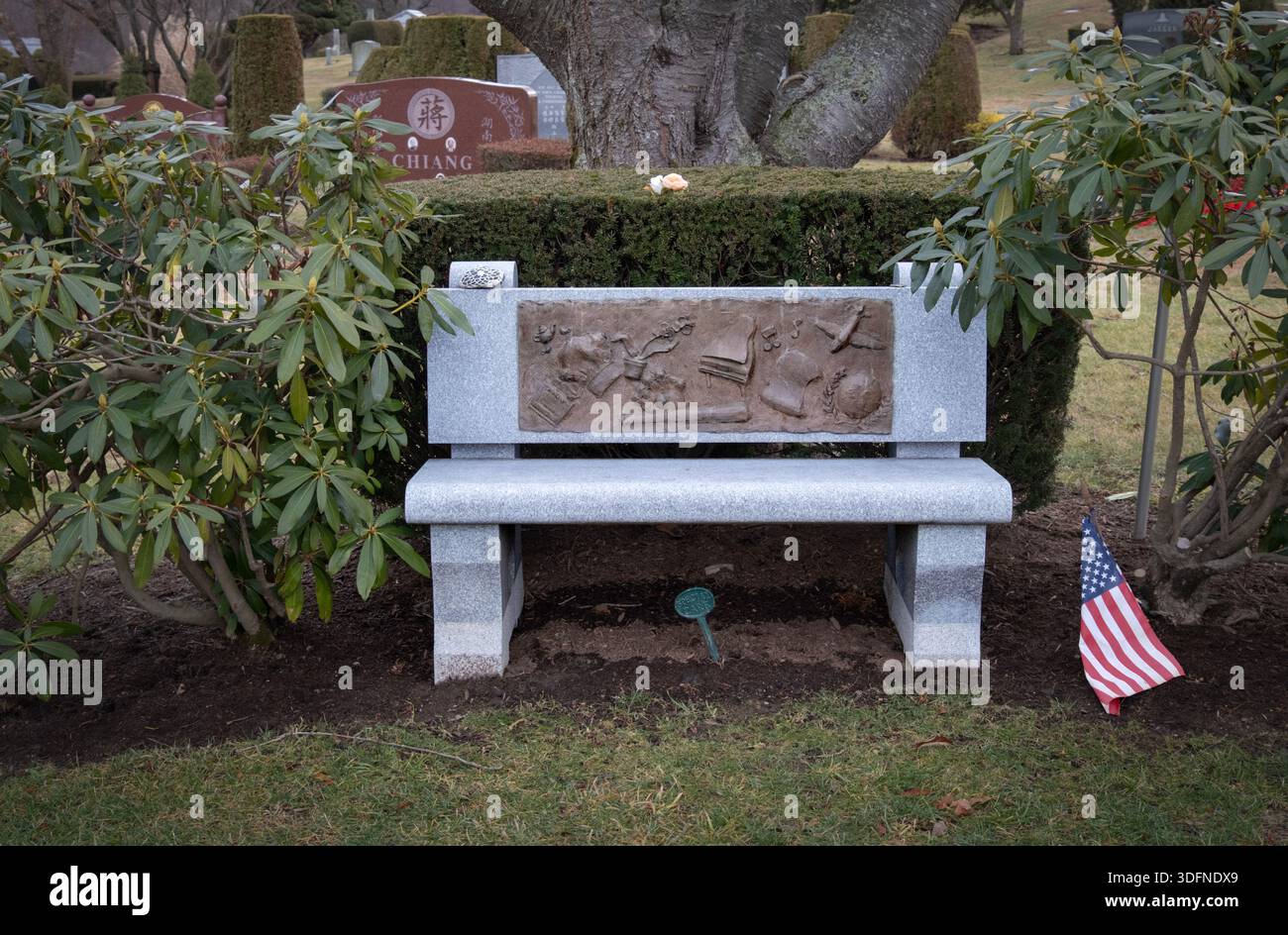 A memorial bench dedicated to legendary comedic actor Danny Kaye. In ...