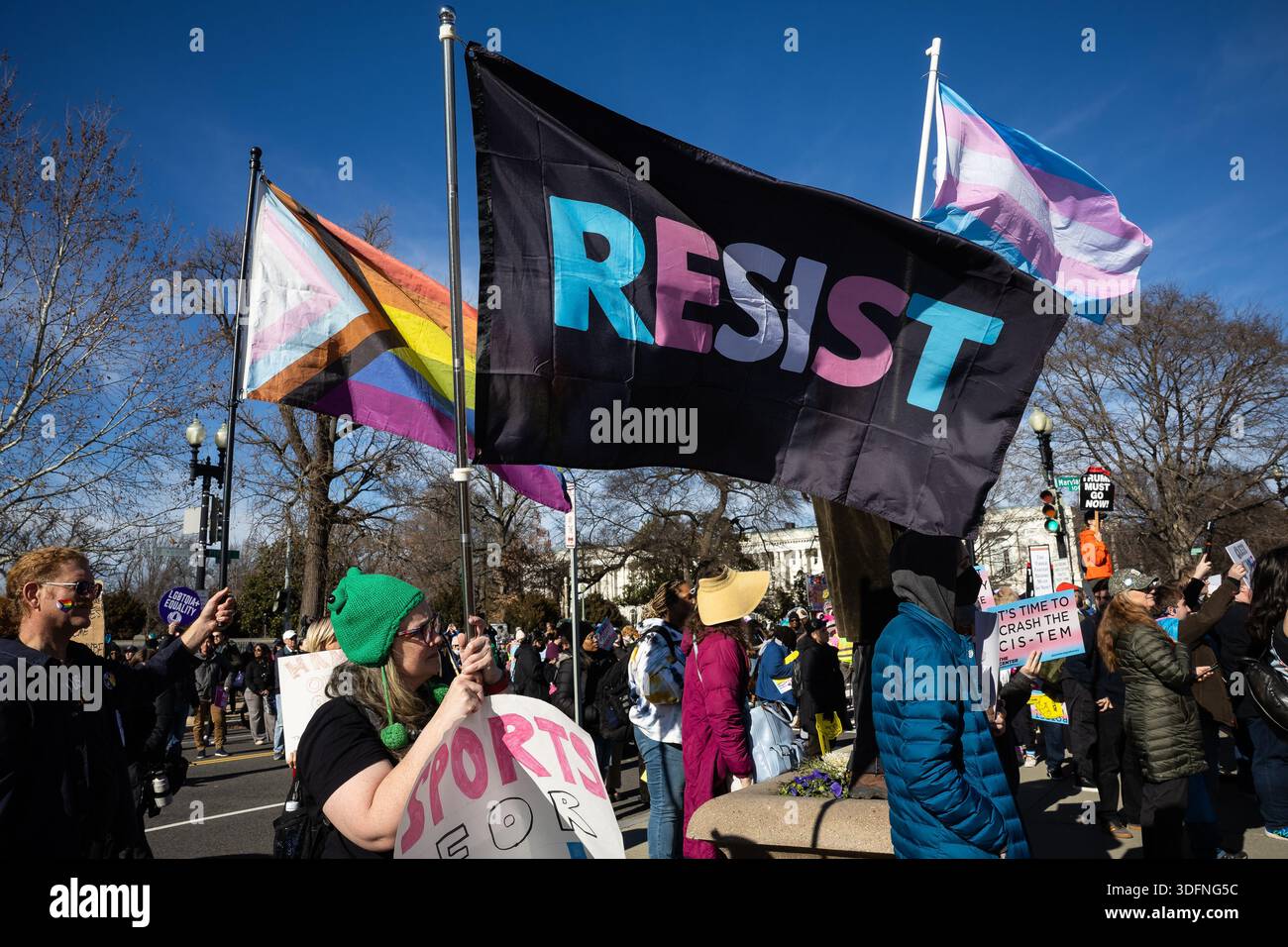 People wave various flags outside the U.S. Supreme Court as justices ...