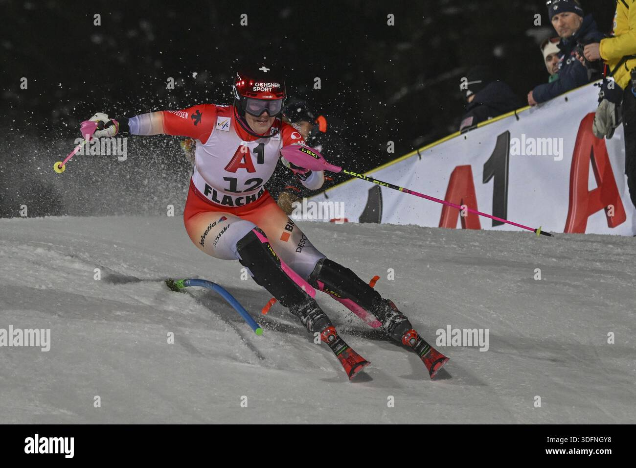 FLACHAU, AUSTRIA - JANUARY 13: Melanie Maillard of Switzerland in ...