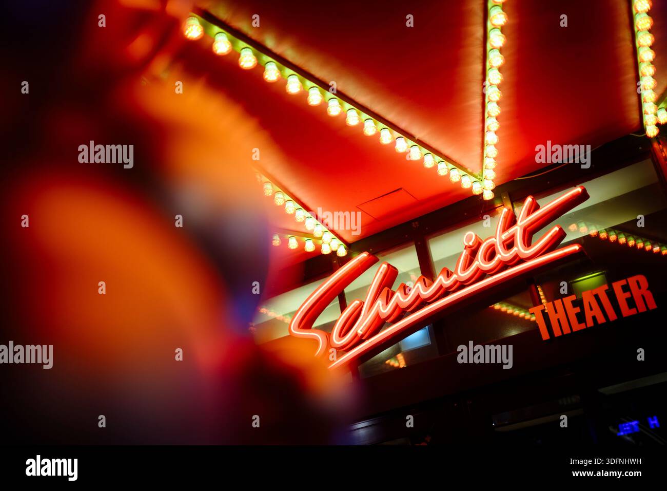 13 January 2026, Hamburg: The Schmidt Theater logo shines above the ...