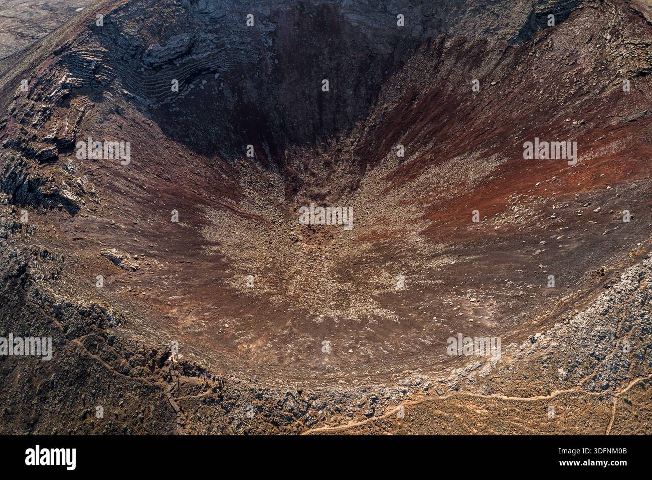 Aerial view of Caldera Los Arrabales on Fuerteventura, Canary Islands ...