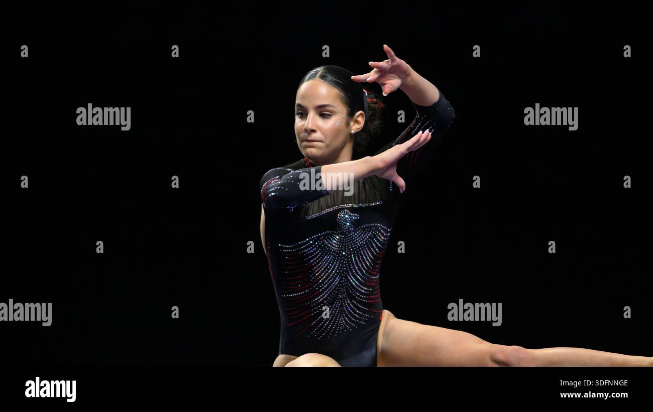 Southern Utah gymnast Maria Ferguson performs a routine on the beam during an NCAA gymnastics ...