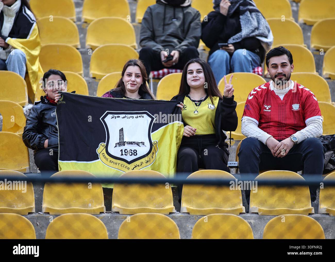 January 13, 2026, Erbil, Kurdistan Region, Iraq: Erbil SC supporters ...