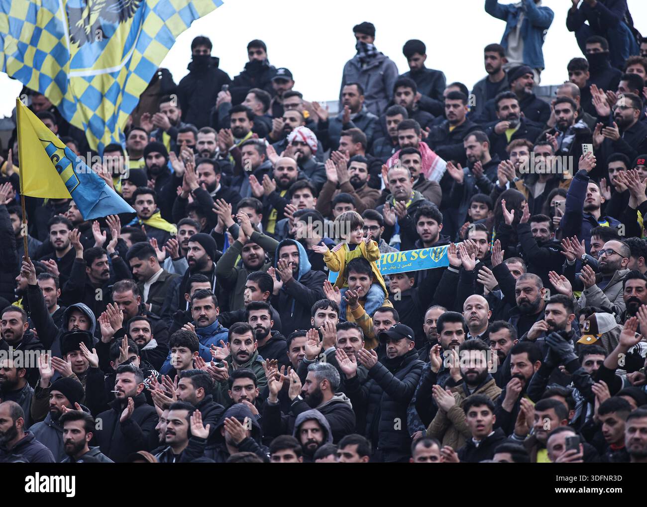 January 13, 2026, Erbil, Kurdistan Region, Iraq: Erbil SC supporters ...