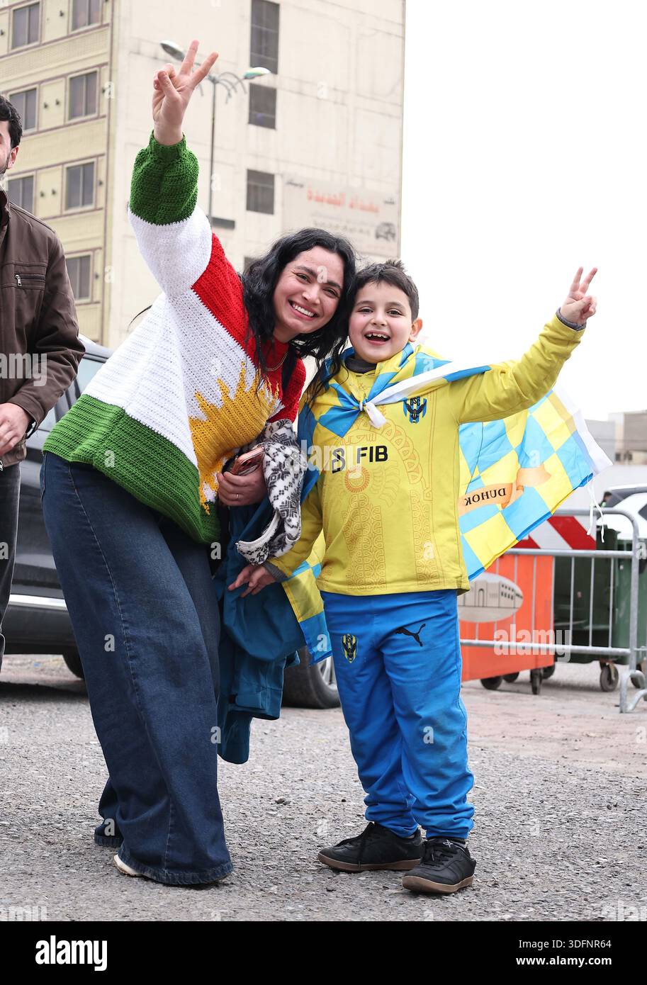 January 13, 2026, Erbil, Kurdistan Region, Iraq: Erbil SC supporters ...