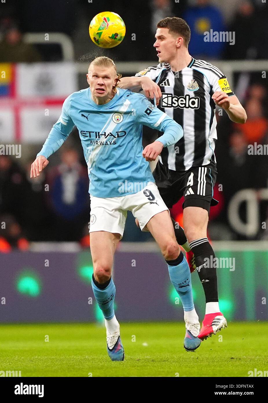 Manchester City's Erling Haaland (left) and Newcastle United's Sven ...