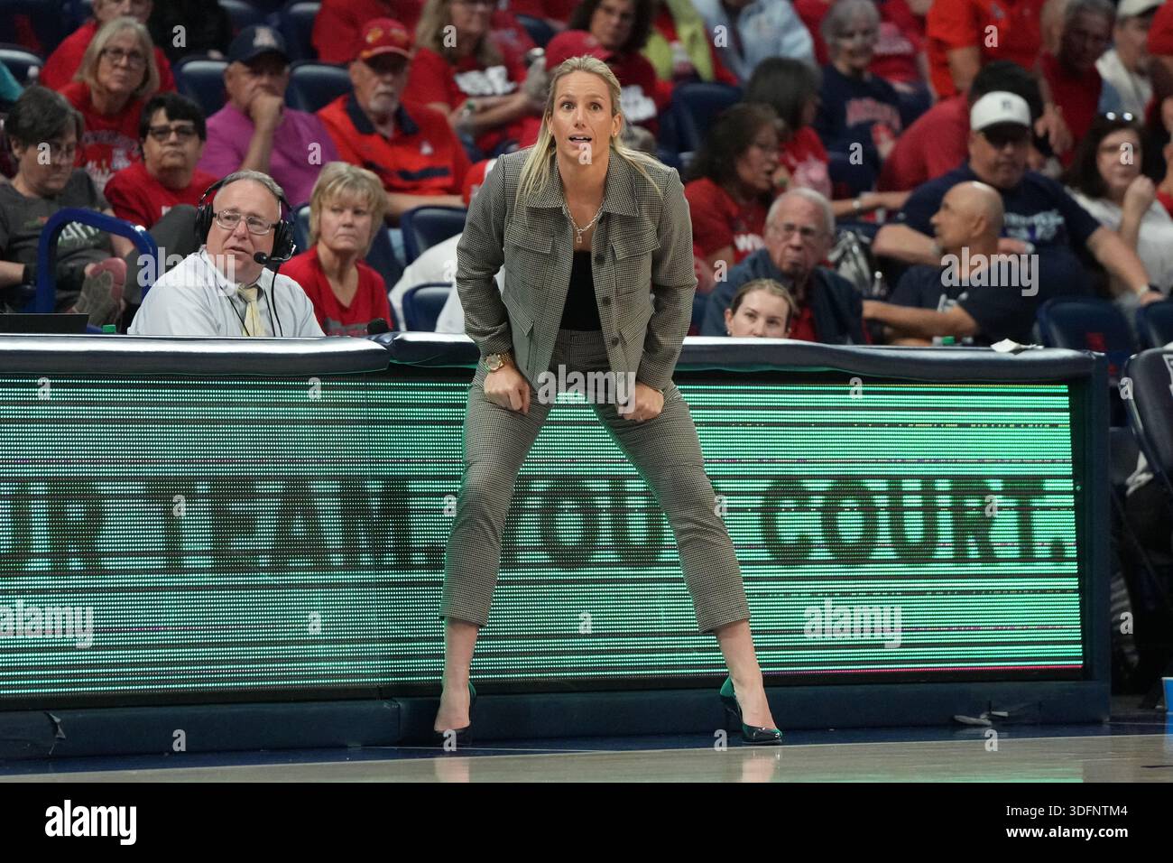 Arizona head coach Becky Burke during an NCAA basketball game against ...