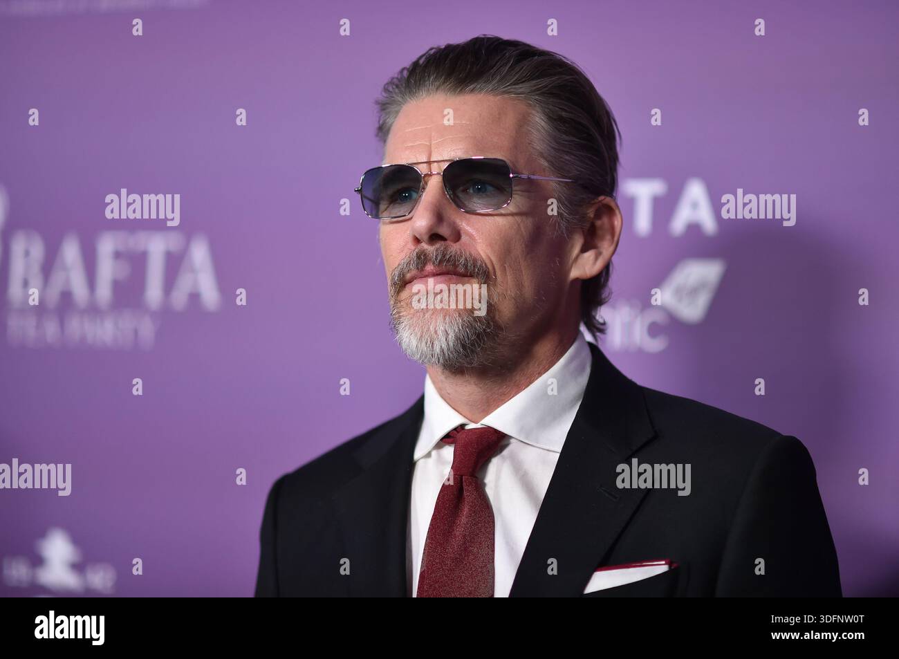 Ethan Hawke arrives at the BAFTA Tea Party on Saturday, Jan. 10, 2026 ...