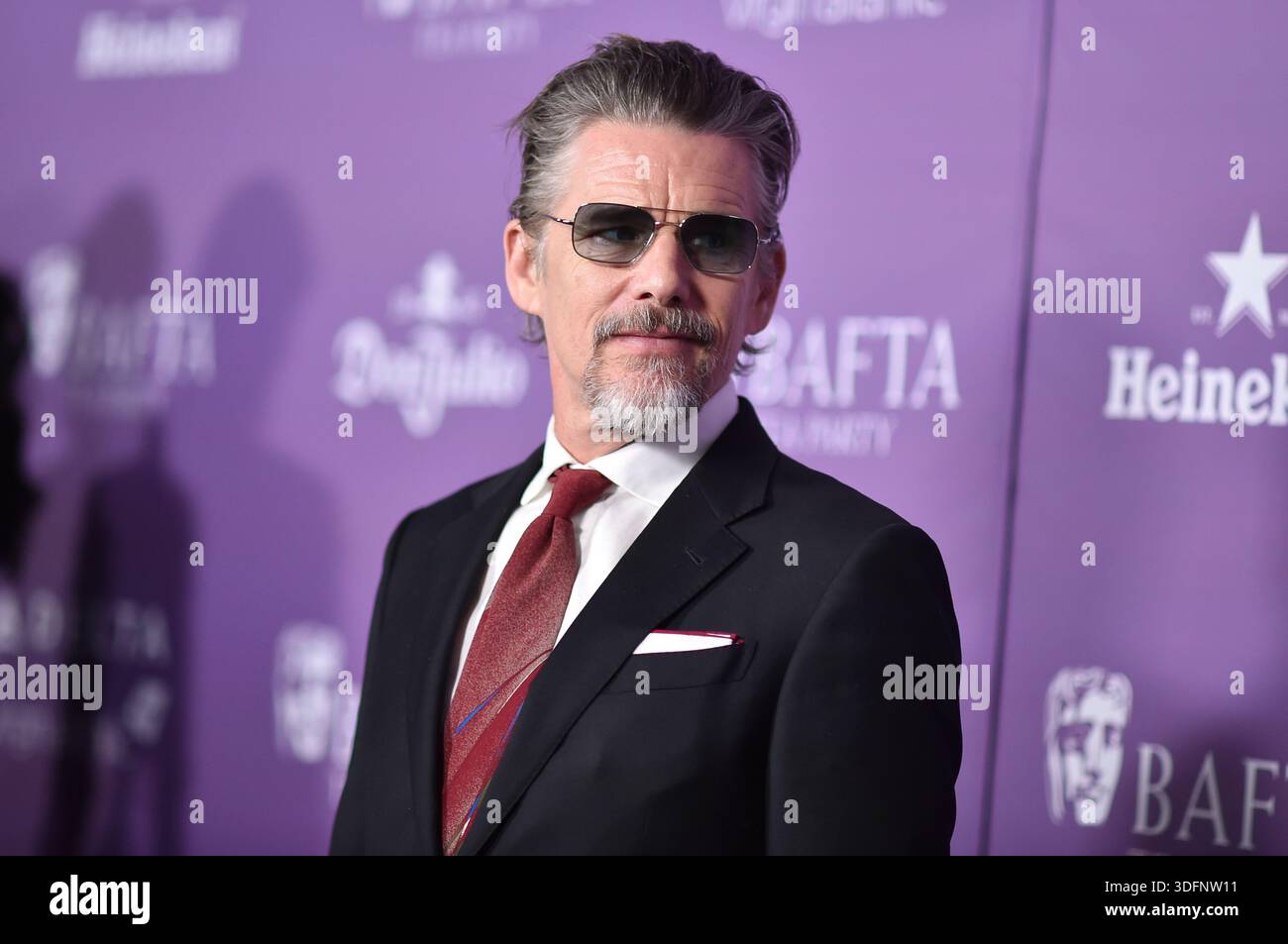 Ethan Hawke arrives at the BAFTA Tea Party on Saturday, Jan. 10, 2026 ...