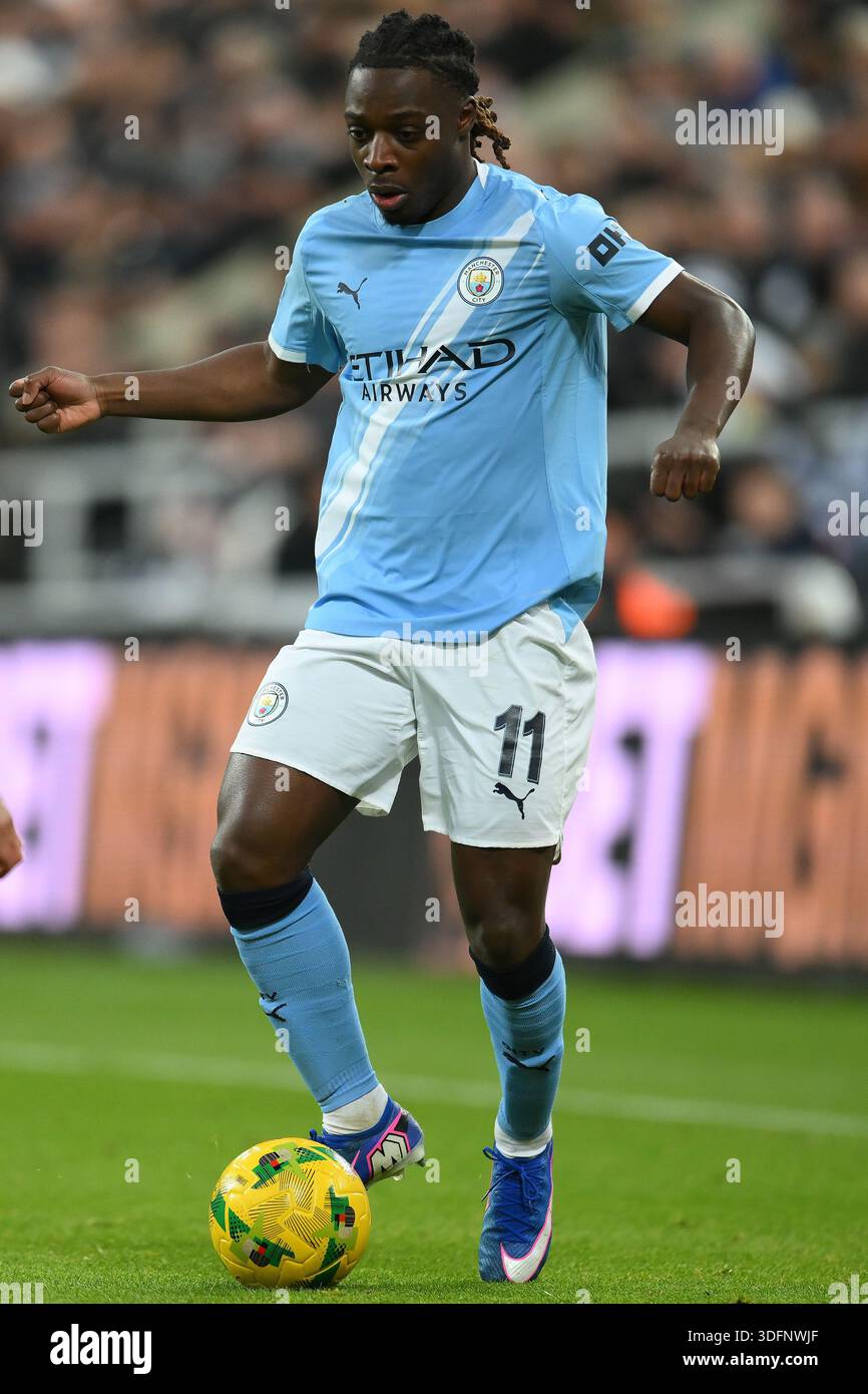 Manchester City's Jeremy Doku in action during the Carabao Cup Semi ...