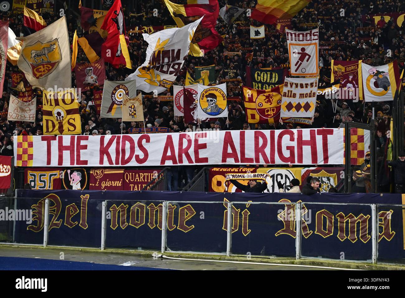 Supporters of A.S. Roma the round of 16 of the Coppa Italia ...