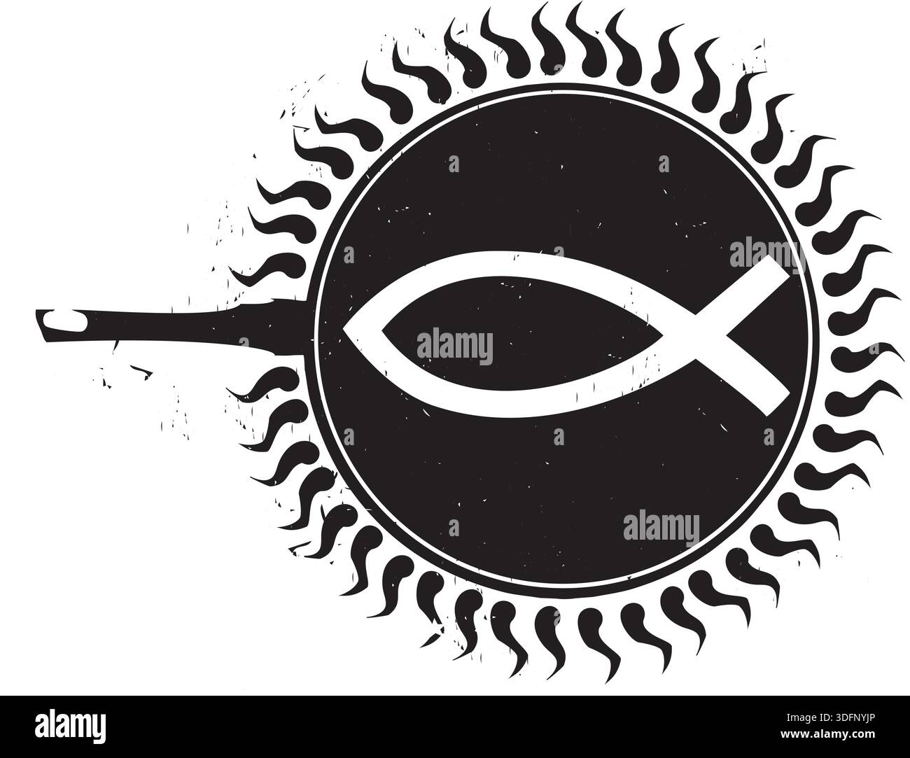 Woodcut Frying Christian fish symbol in a pan Stock Vector Image & Art ...