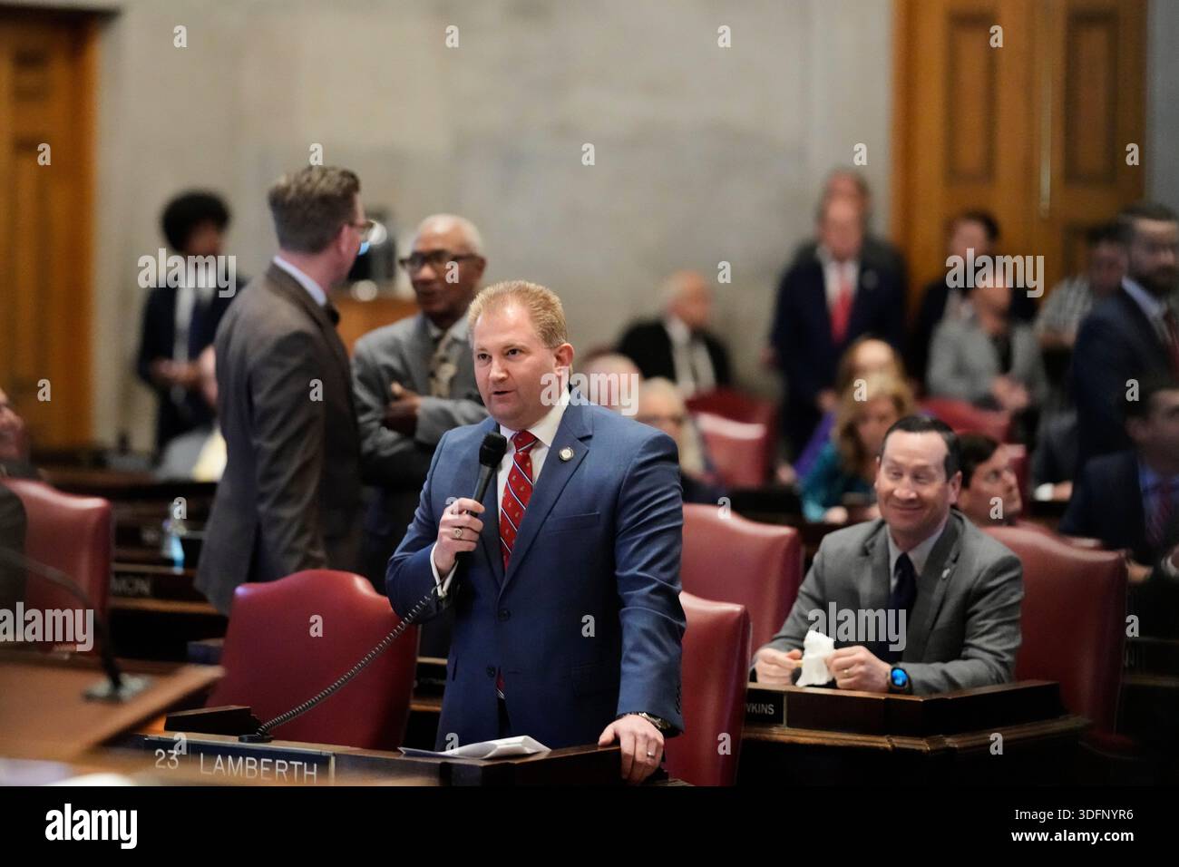 Rep. William Lamberth, R-Portland, speaks on the House floor during a ...