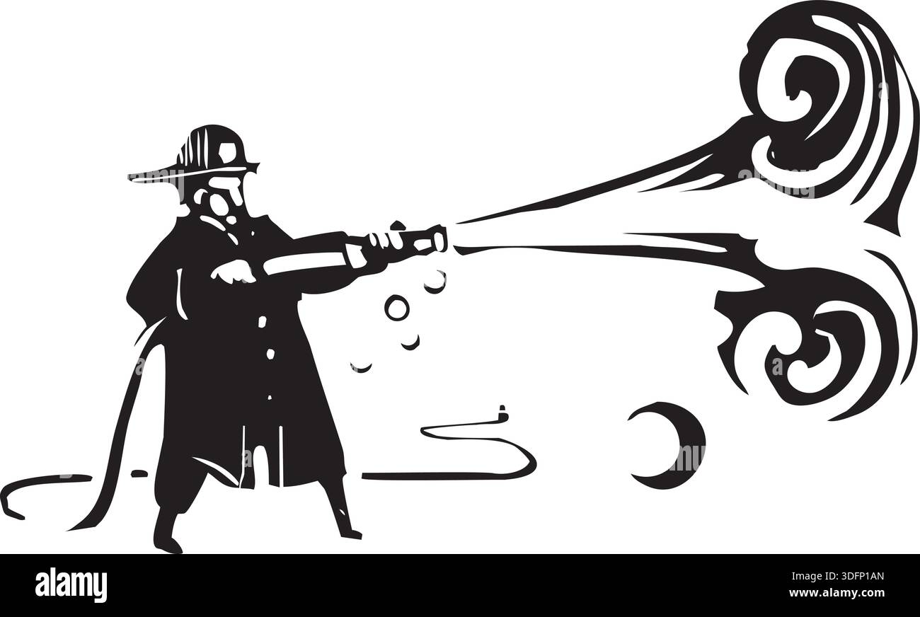 Fireman hose water Cut Out Stock Images & Pictures - Alamy