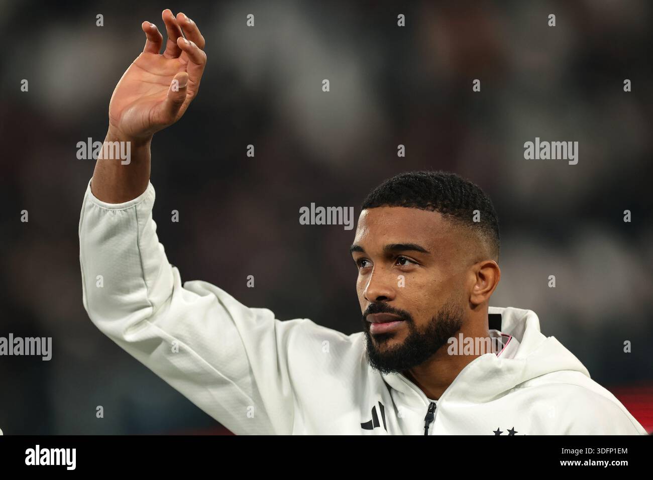 Turin, Italy, 12th January 2026. Gleison Bremer of Juventus waves ...