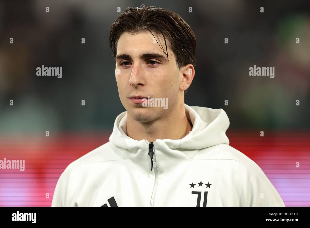 Turin, Italy, 12th January 2026. Fabio Miretti of Juventus looks on ...
