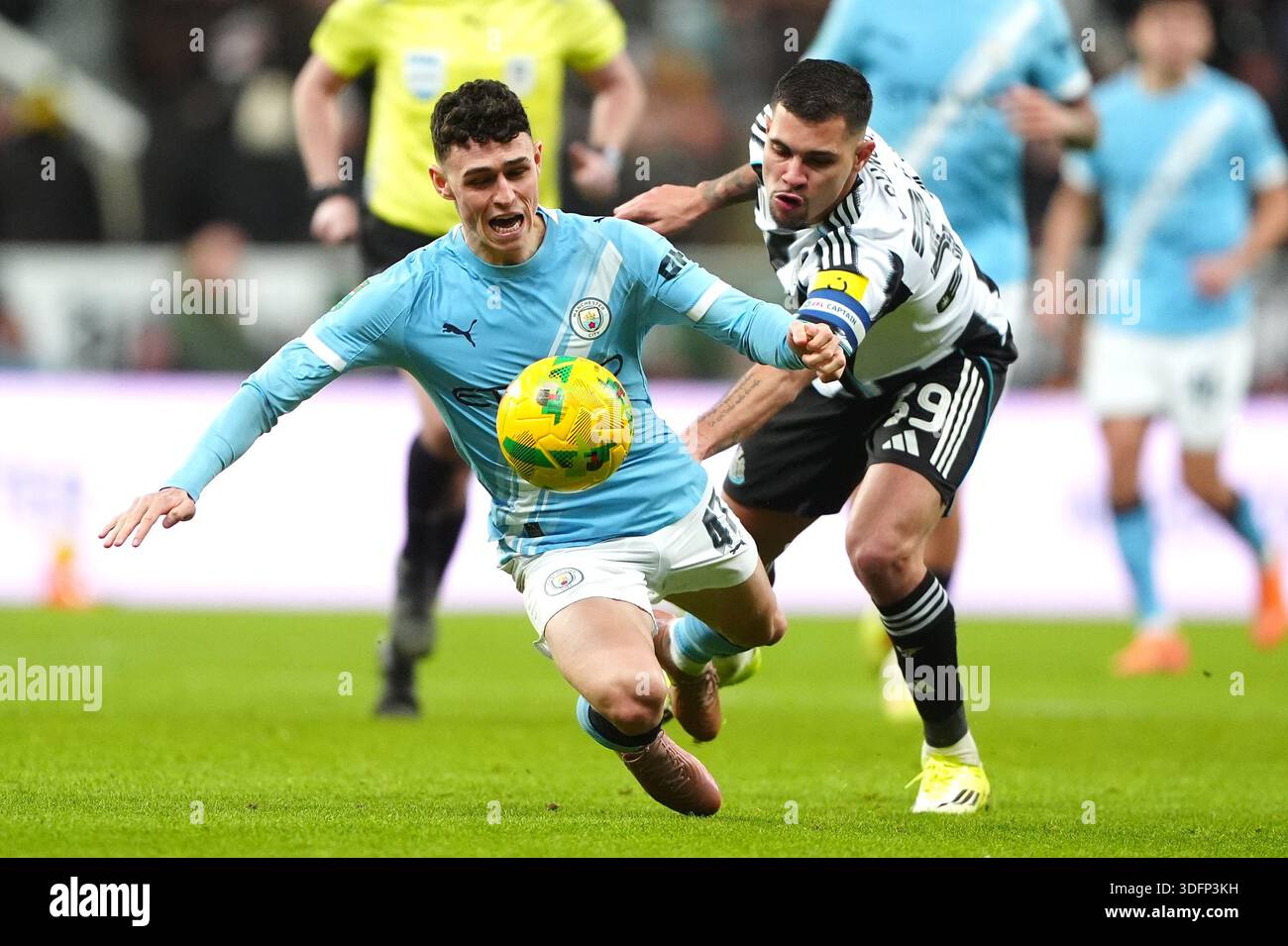 Manchester City's Phil Foden (left) and Newcastle United's Bruno ...