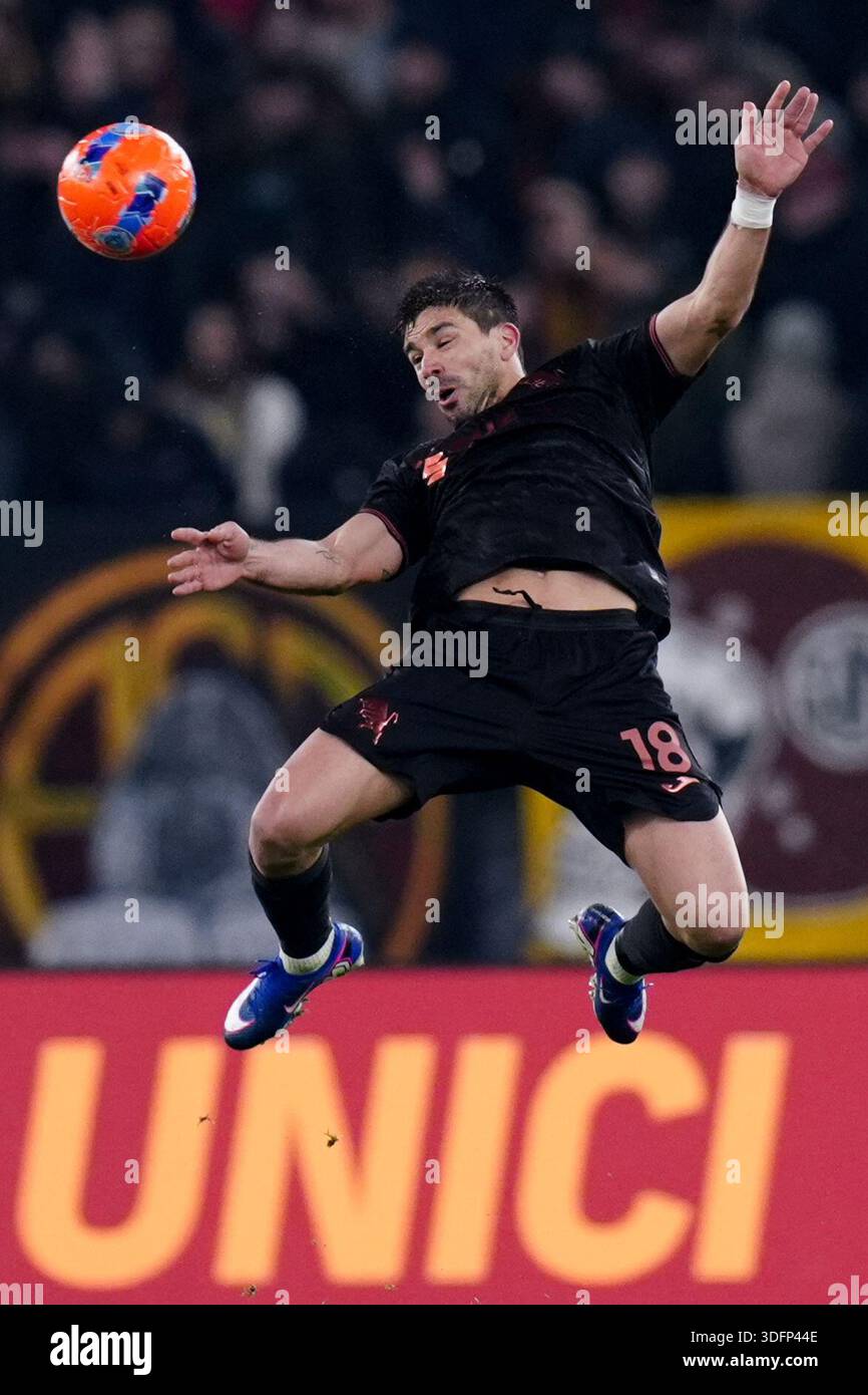Giovanni Simeone of Torino FC jumps for the ball during the Coppa ...