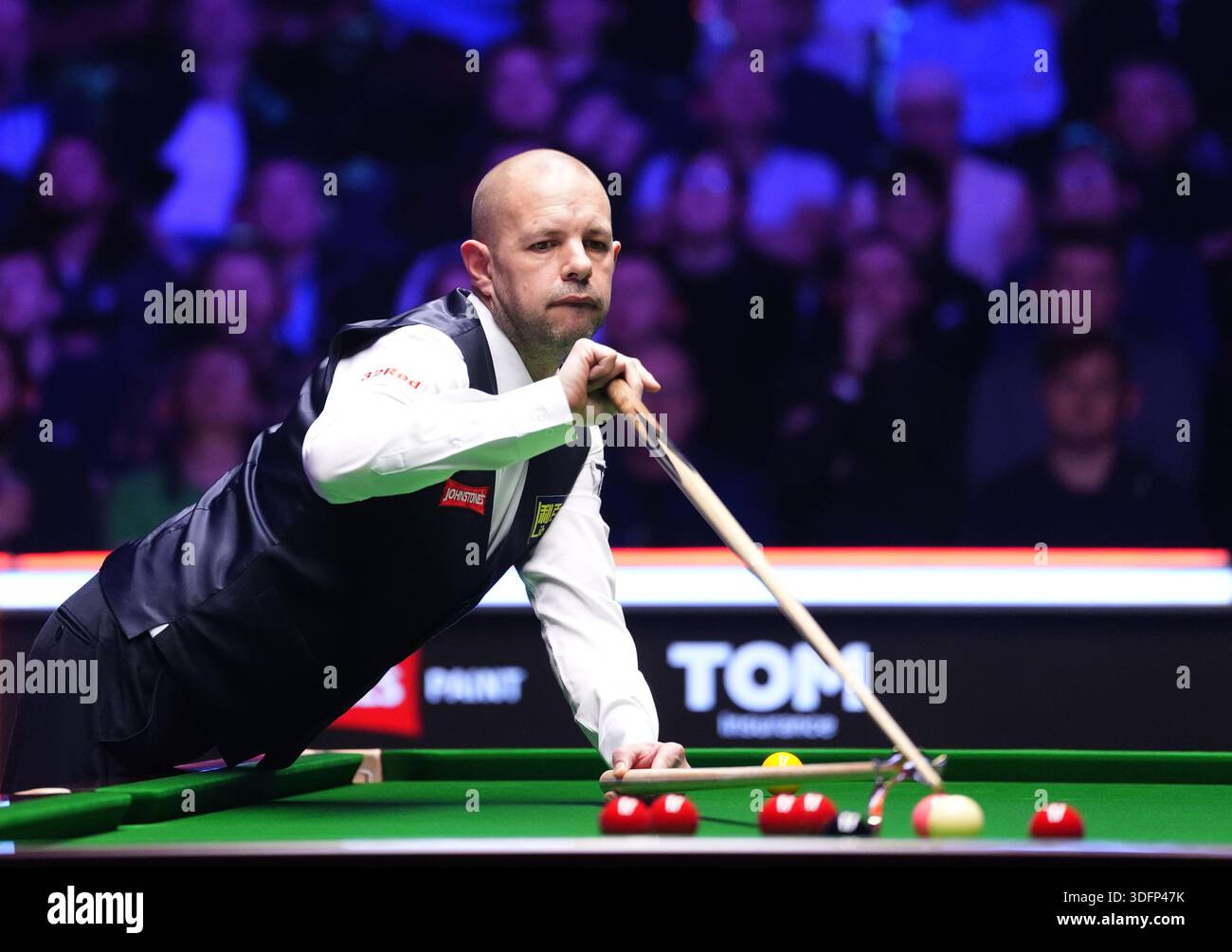 Barry Hawkins in action against John Higgins (out of picture) on day ...