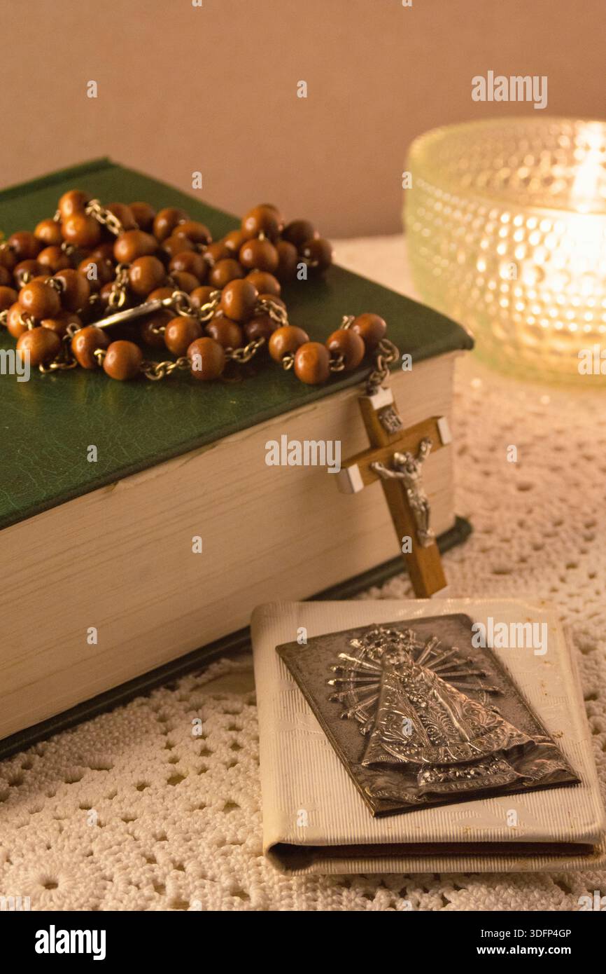Christian symbols creating a scene of spiritual reflection,peace and ...